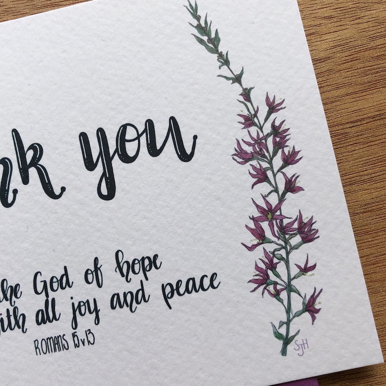Christian Thank You Card With Hand-lettered Bible Verse and Hand ...