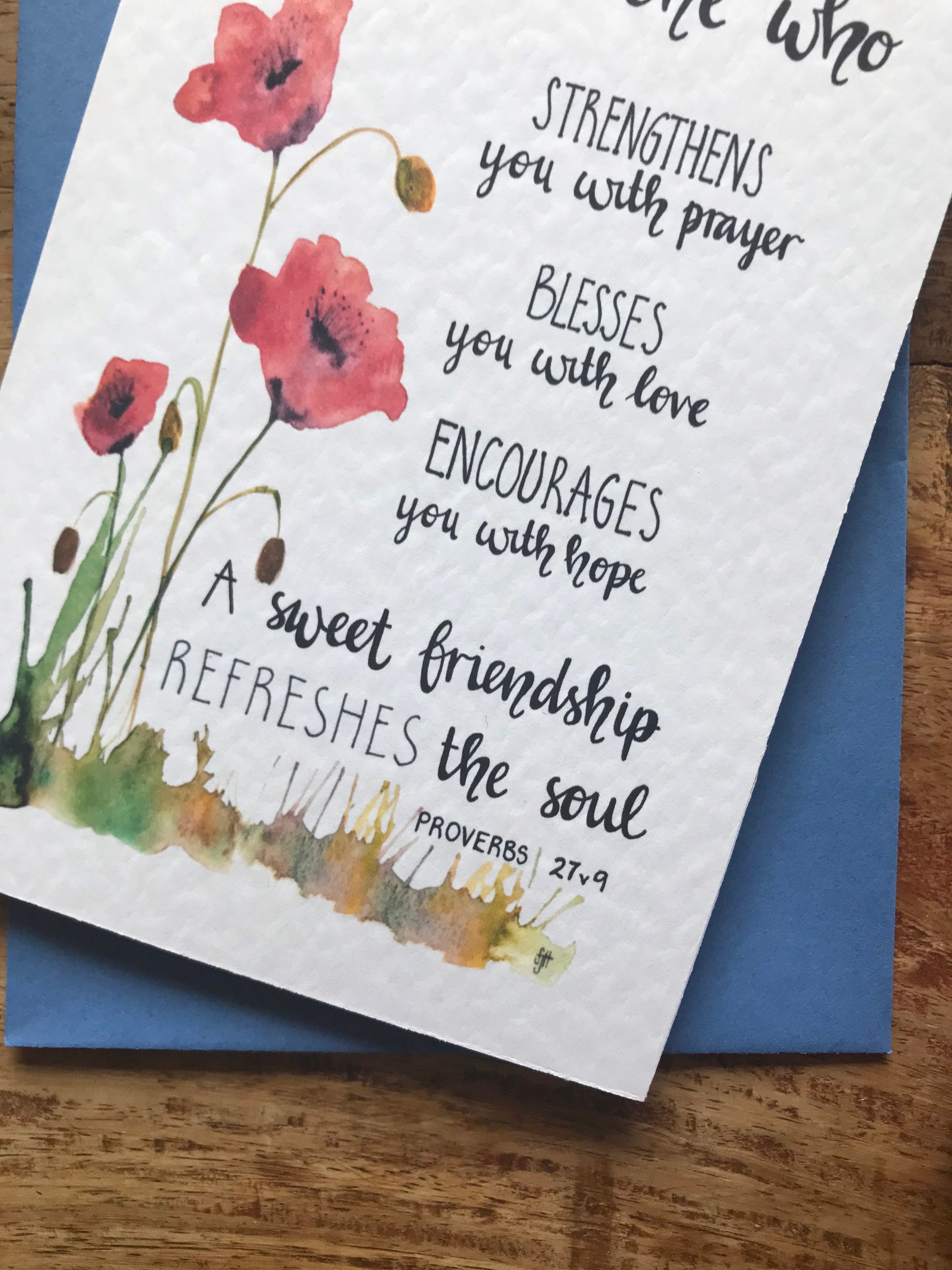 Proverbs 27 Hand Lettered Bible Verse Card, Christian Greetings Card ...