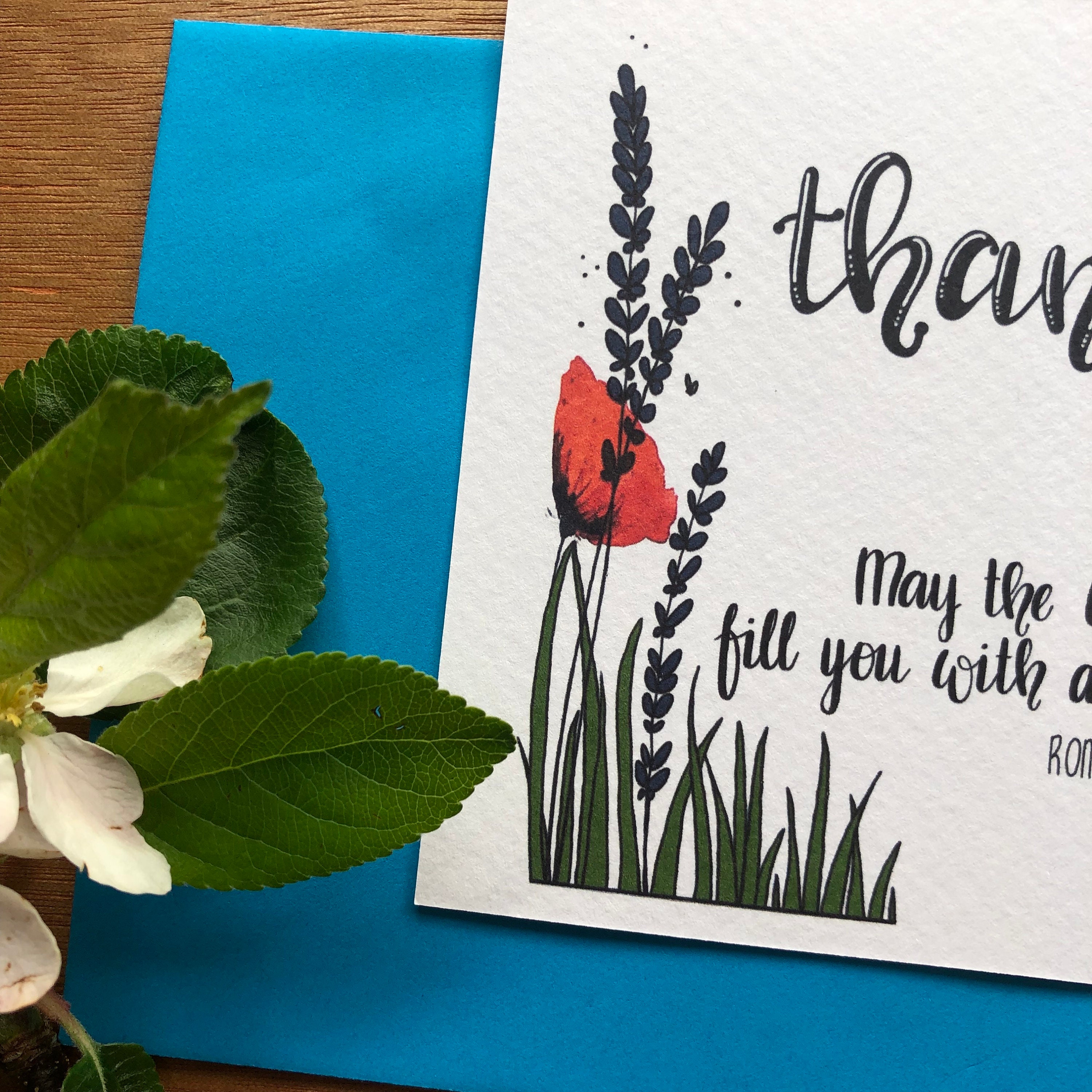 Christian Thank You Card With Hand-lettered Bible Verse and Hand ...