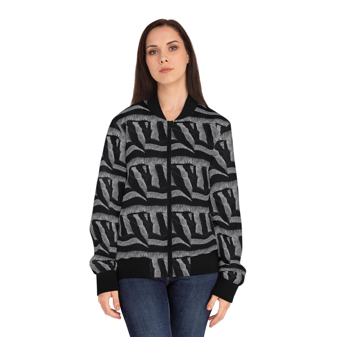 Abstract Zebra Stripe Bomber Jacket | All-over Print - Etsy