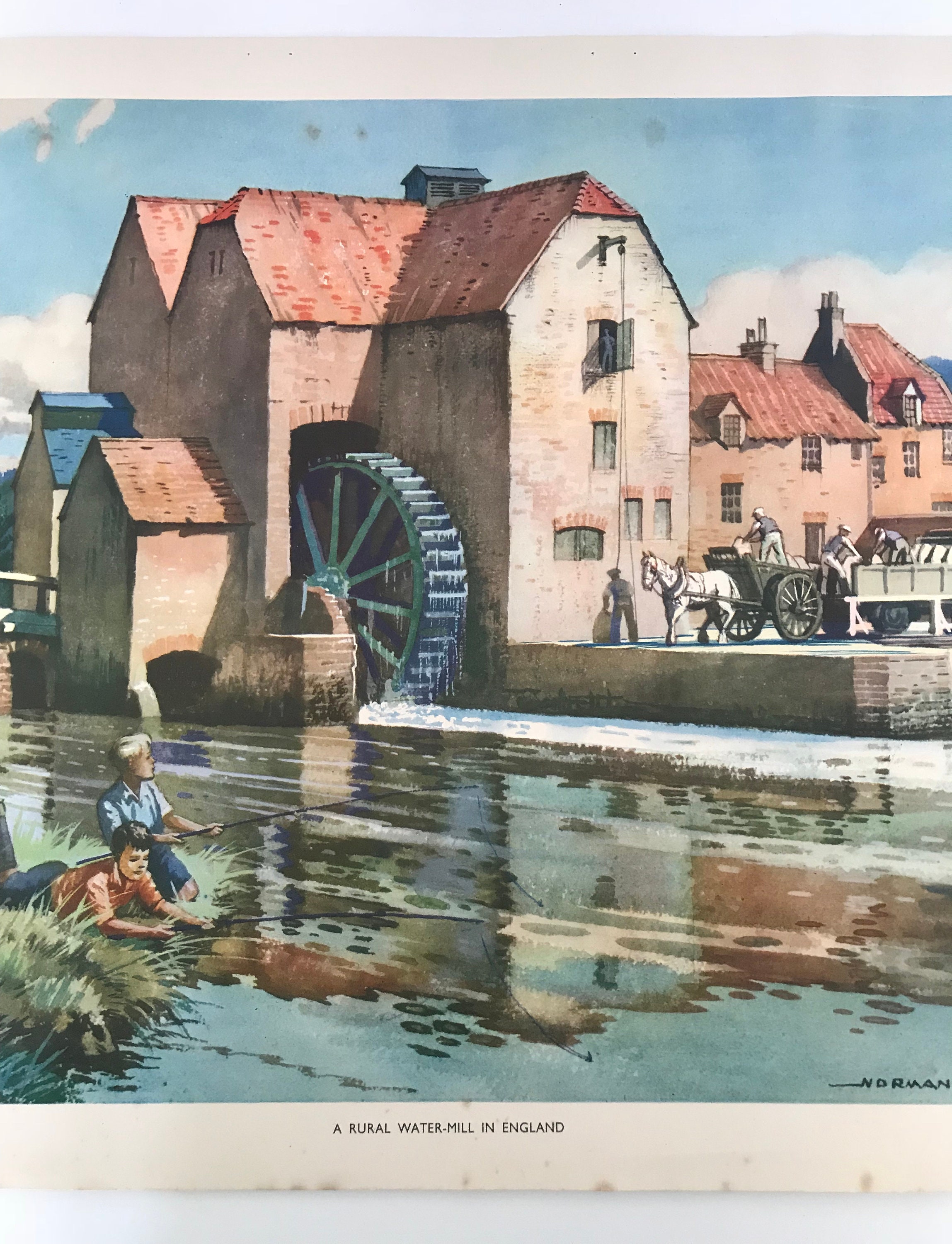 Vintage School Poster.watermill.english - Etsy