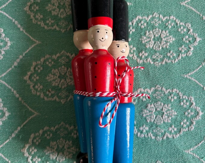 Wooden Soldiers Set of 3. Figure. Vintage Children's Soldier Playset ...
