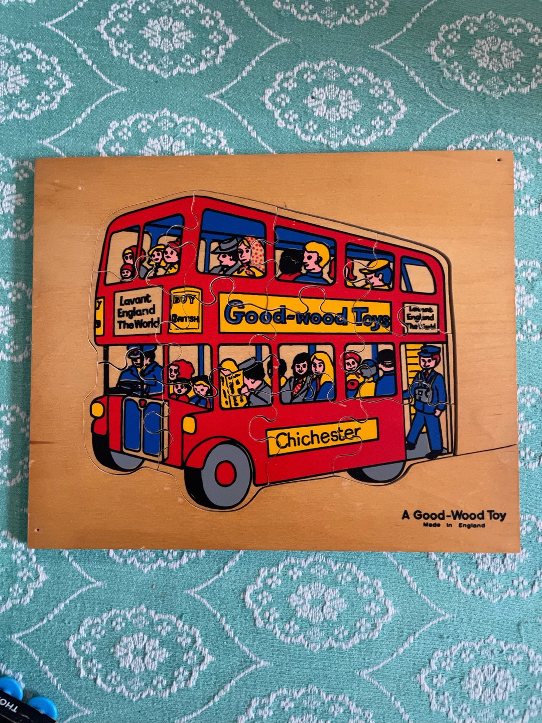 Good Wood Toys Wooden Jigsaw Puzzle. Vintage. Bus. Vehicle. Red London ...