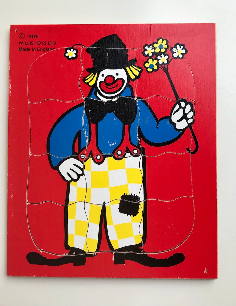 1975 Willis Toys Ltd Clown Puzzle. Circus.flowers. Wooden. - Etsy