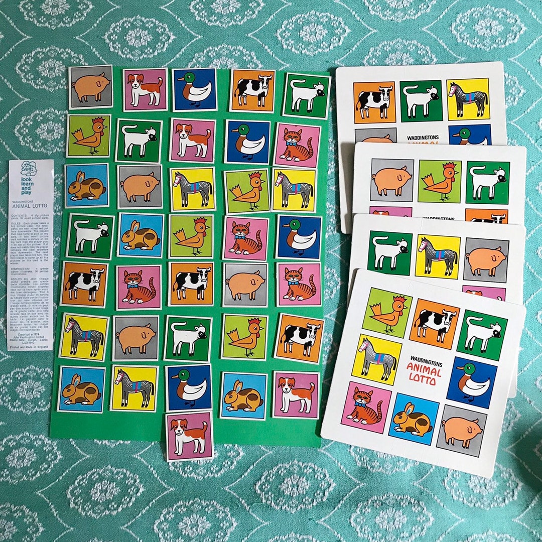 Animal Lotto! Waddington's 1974 Vintage Children's Board Game.family ...