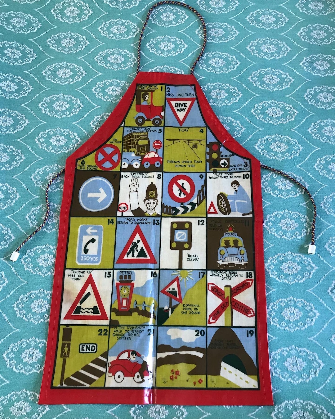 Vintage Road Signs Vehicle Oilcloth Apron. Pinafore. Cooking. Painting ...