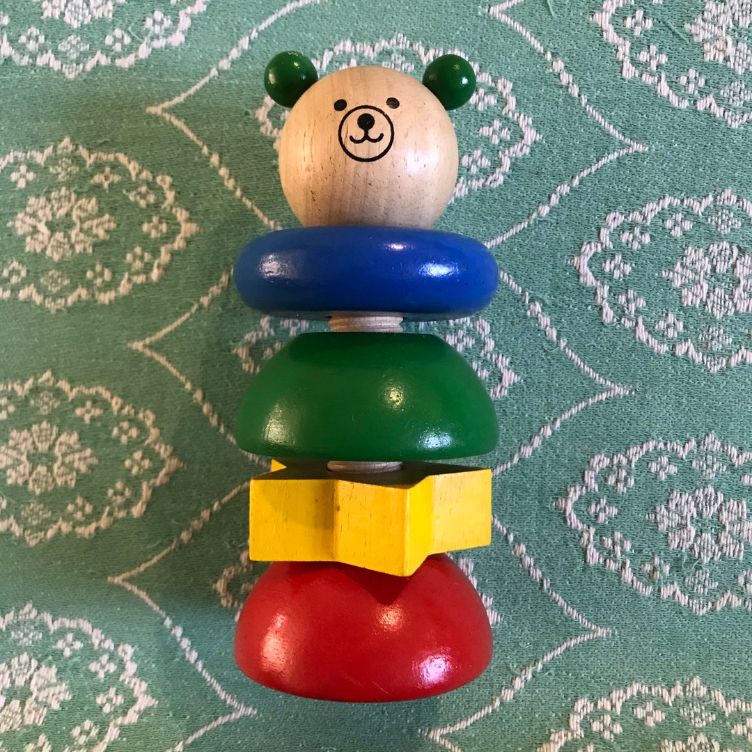 Wooden Stacking Toy Teddy Bear Building Block Toys .nursery - Etsy