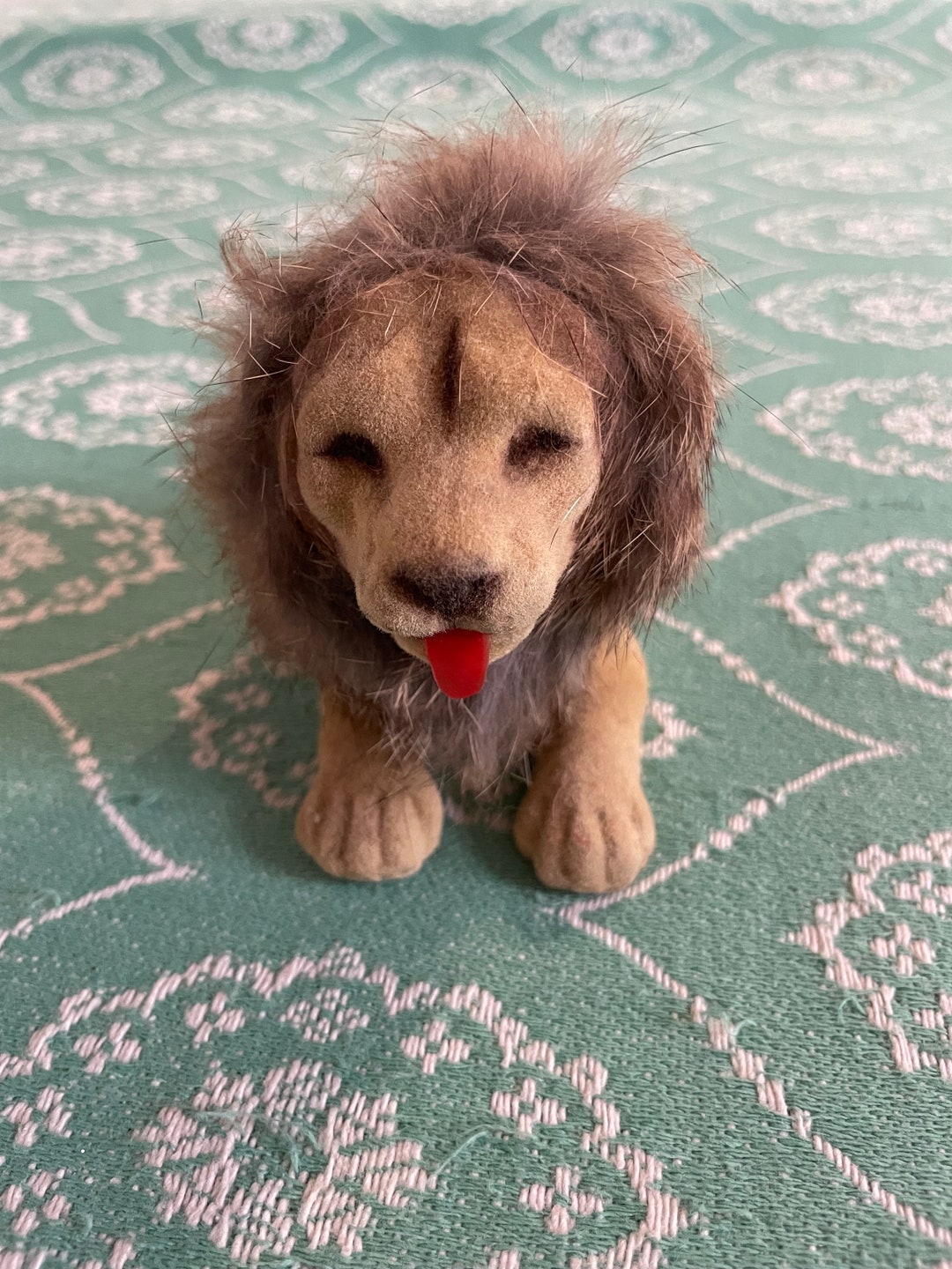 Vintage Flocked Lion Ornament. Display Toy.zoo Animal. Big Cat ...