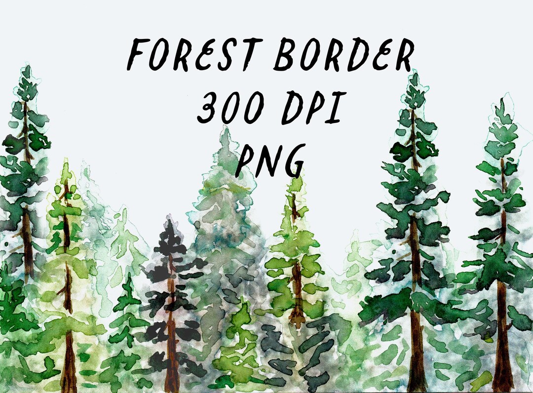Forest Border, Tree Border, Watercolor Tree, Watercolor Tree Icon ...