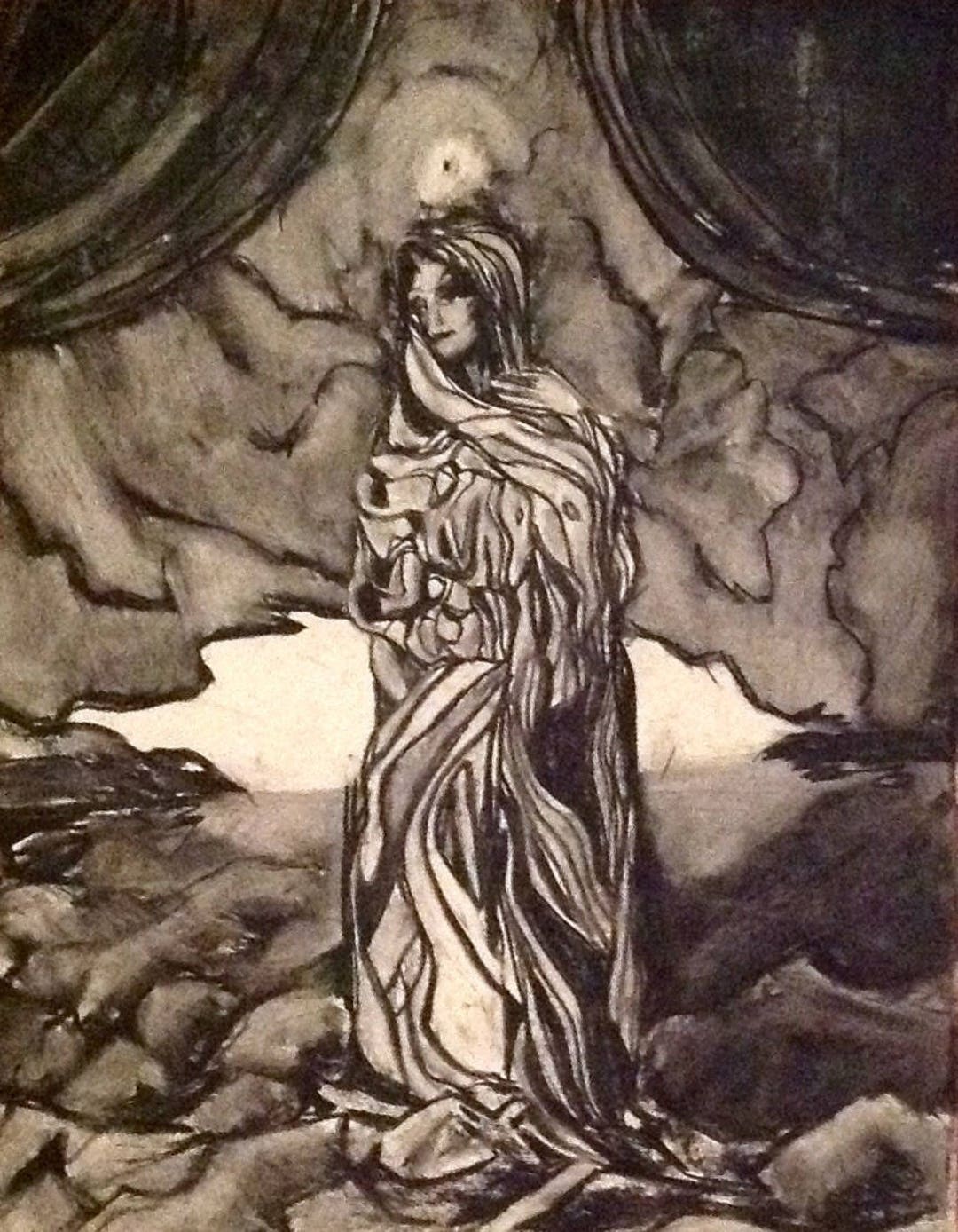 Vintage, Signed, Original Mark Flake 1995 Stella Maris madonna as ...