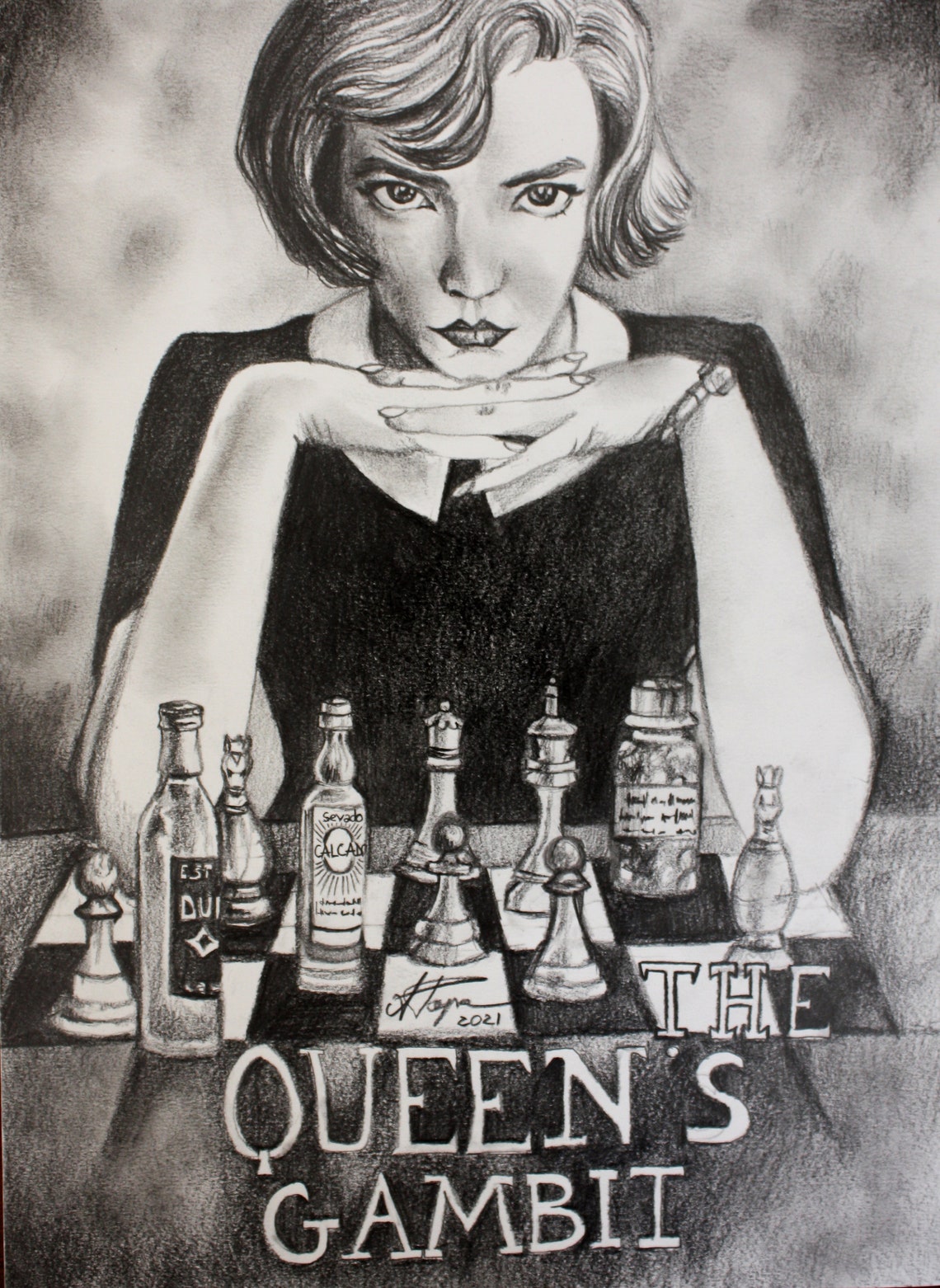 The Queen's Gambit Original Art Drawing - Etsy