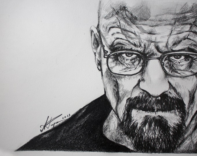 Original Art Walter White Breaking Bad Portrait Drawing - Etsy