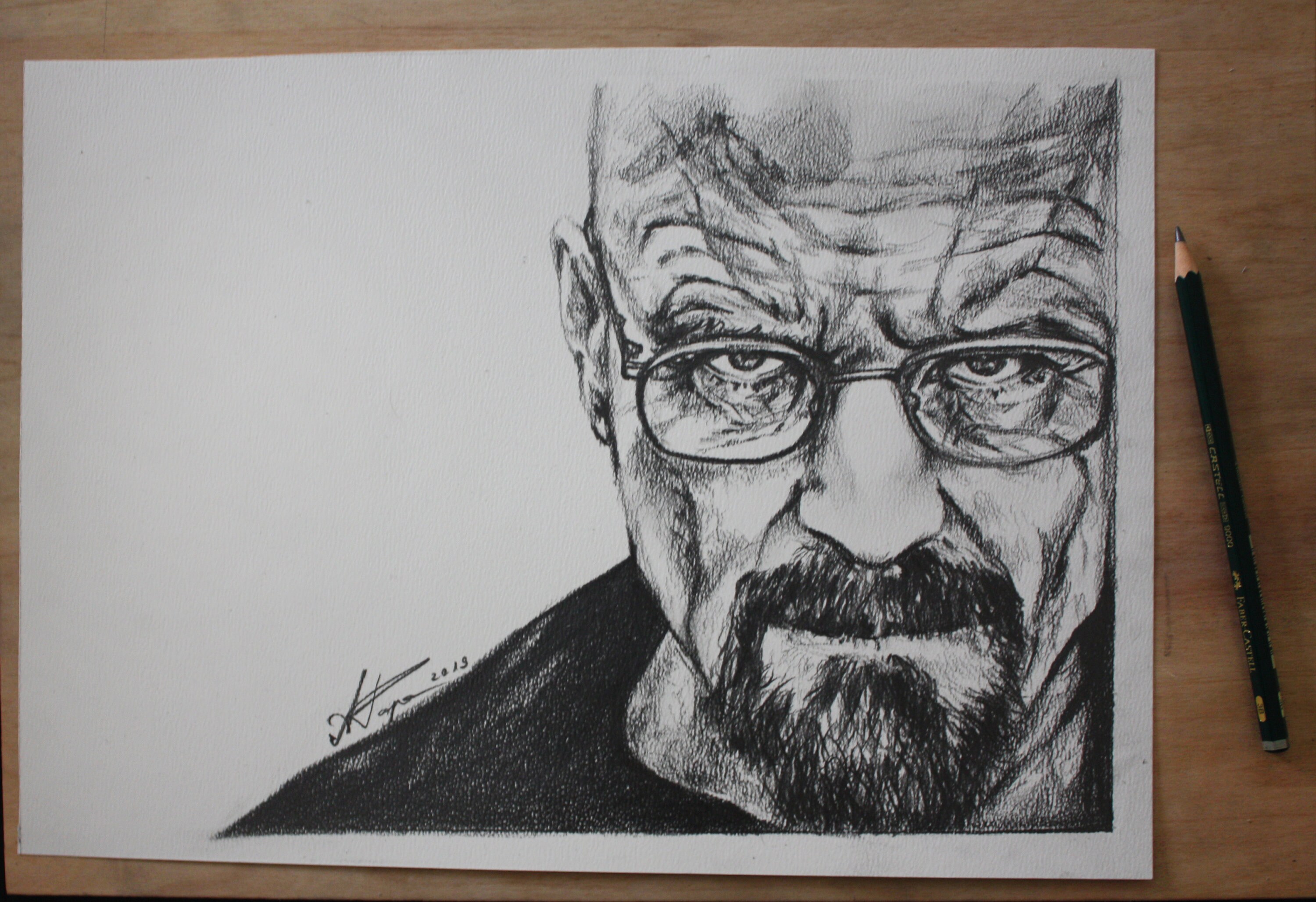 Original Art Walter White Breaking Bad Portrait Drawing - Etsy