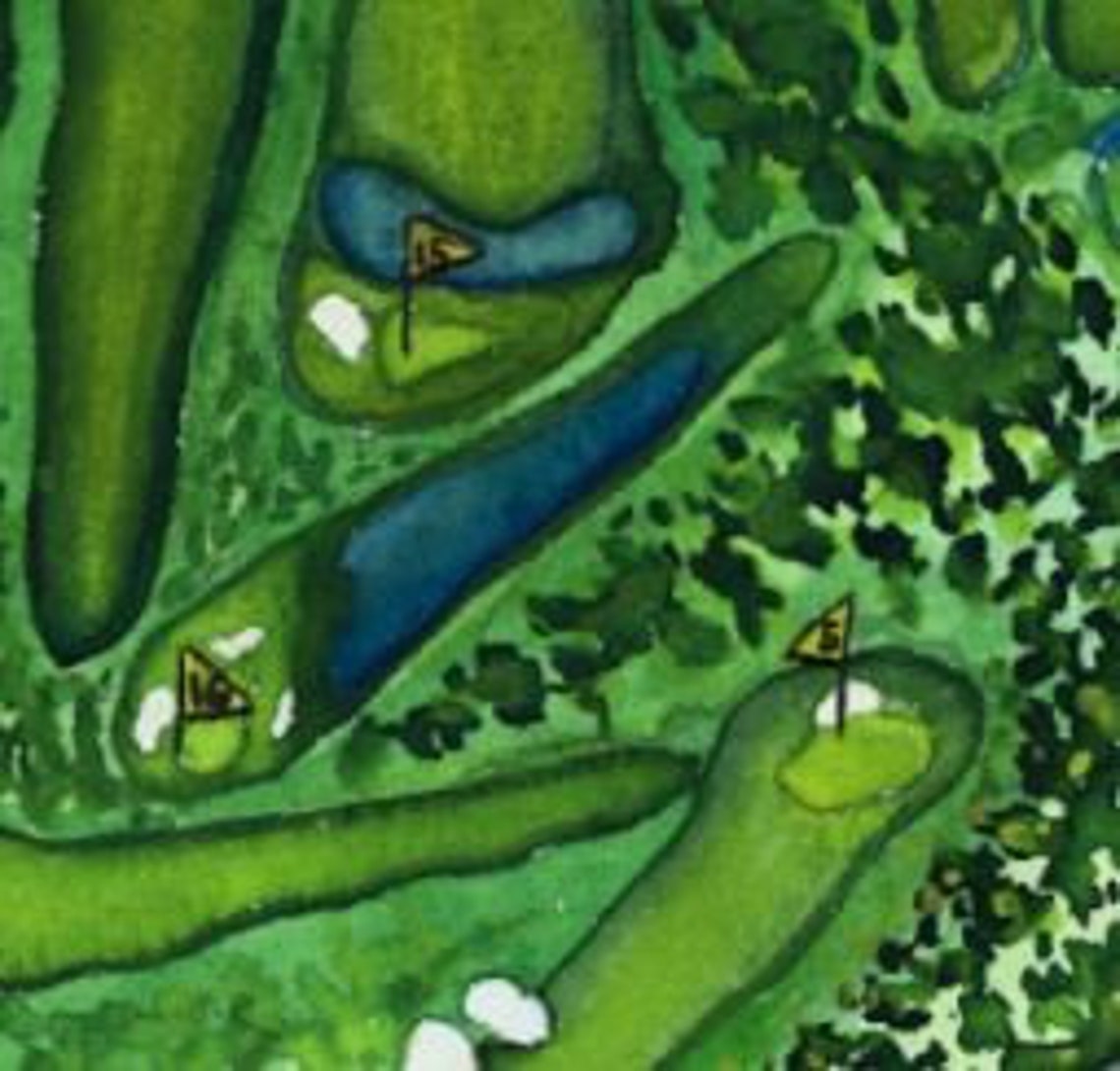 The Masters Tournament Golf Course Map Watercolor Giclee - Etsy