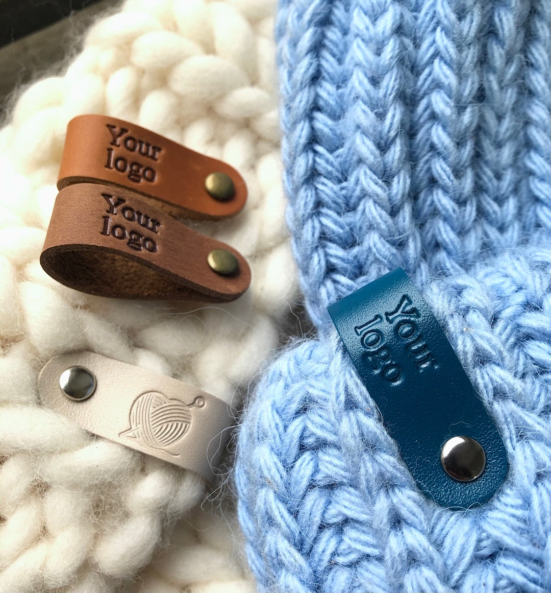 Personalized Custom Leather Tags on Rivets, Folded Non Sew Tags for ...
