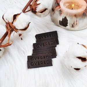 Custom leather labels with logo personalized folded tags with | Etsy