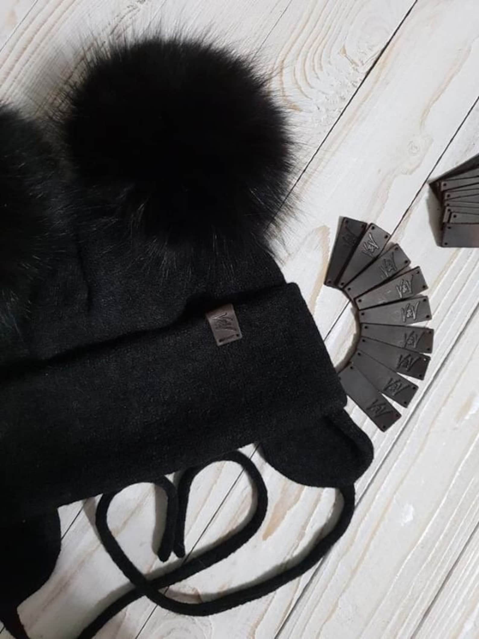 Custom leather labels with logo personalized folded tags with | Etsy