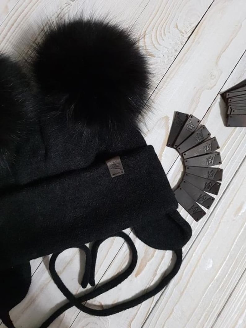 Custom leather labels with logo personalized folded tags with | Etsy