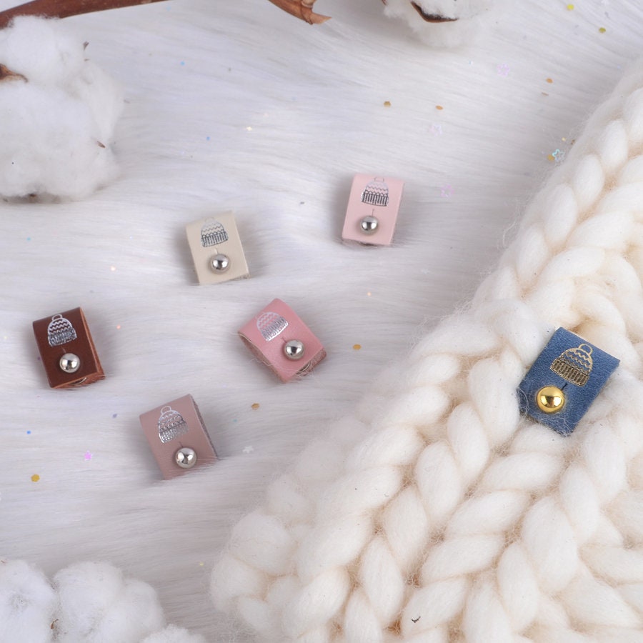 Leather Tags With Hats Logo on Screws for Knitting Bags Hats - Etsy