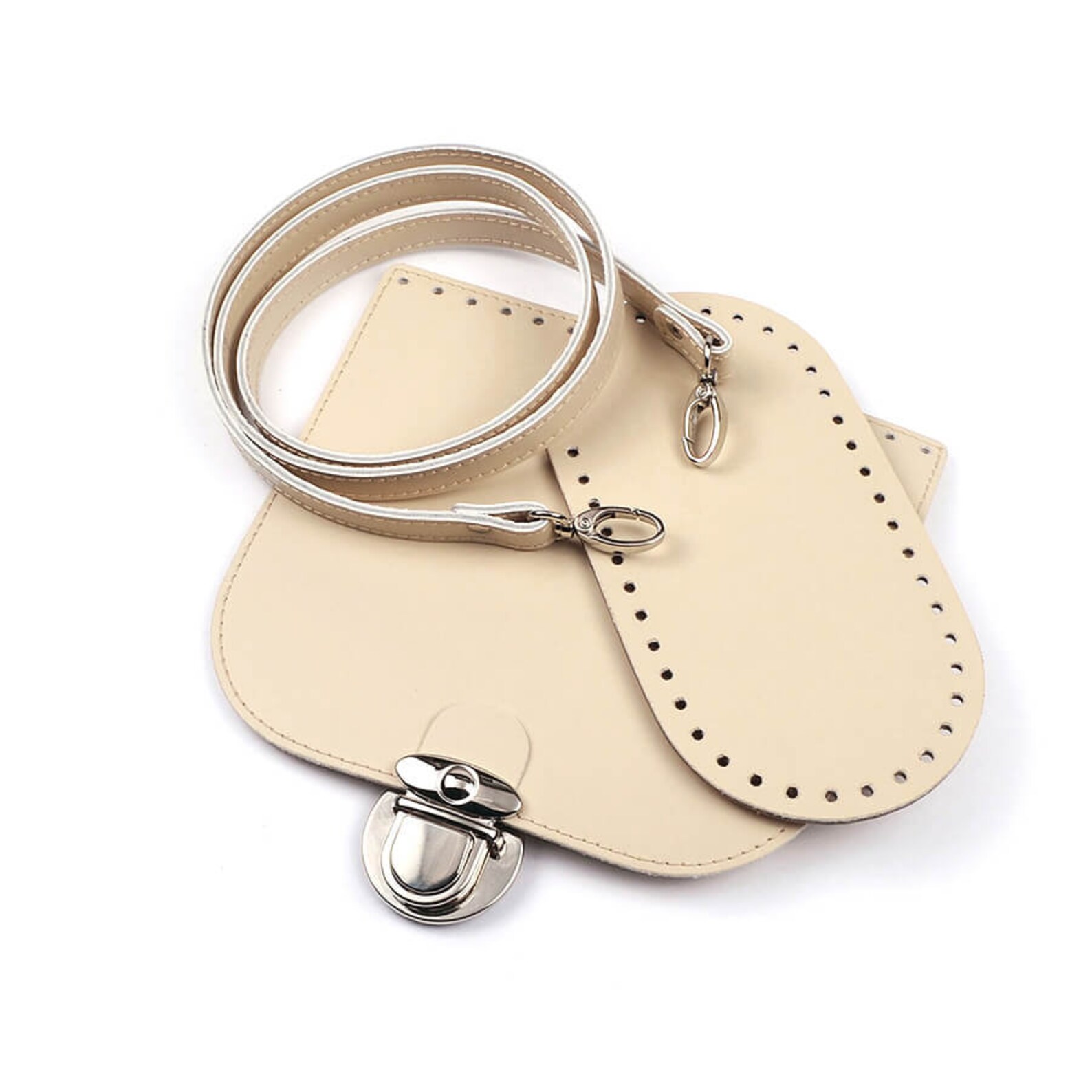 Beige eco leather set for knitting and weaving crossbody tie | Etsy