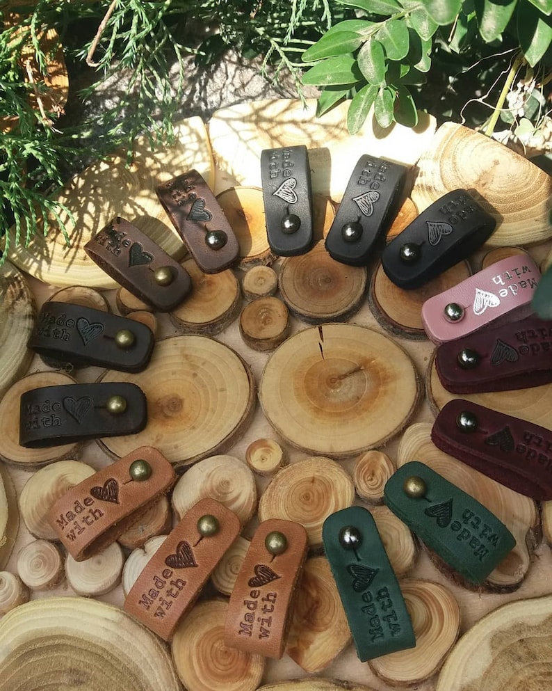 Leather Knitting Handmade Tags Made With Love Leather Labels - Etsy