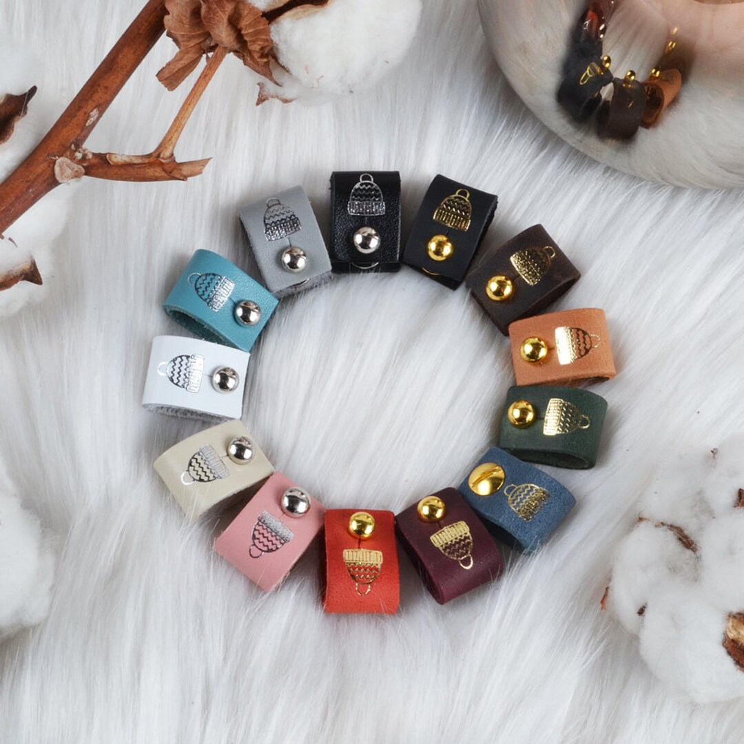 Leather Tags With Hats Logo on Screws for Knitting Bags, Hats, Sweaters ...