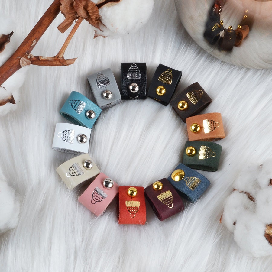 Leather Tags With Hats Logo on Screws for Knitting Bags, Hats, Sweaters ...