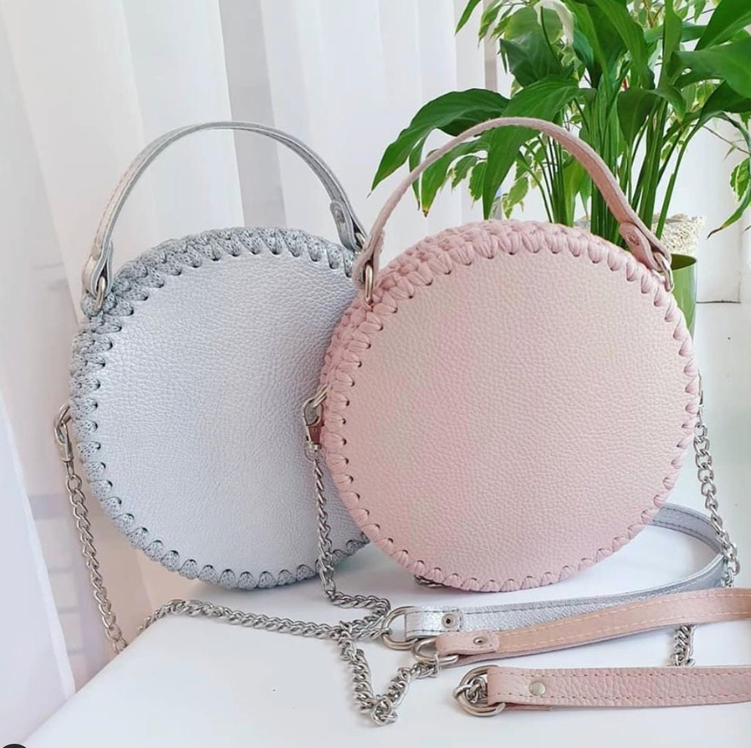 Set for Knitting Circle Bag From ECO Leather Paris, Strap With Metal ...