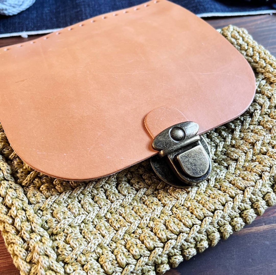 Leather Base With Bag Lock for Crochet and Knitting Bags, Vegetable ...