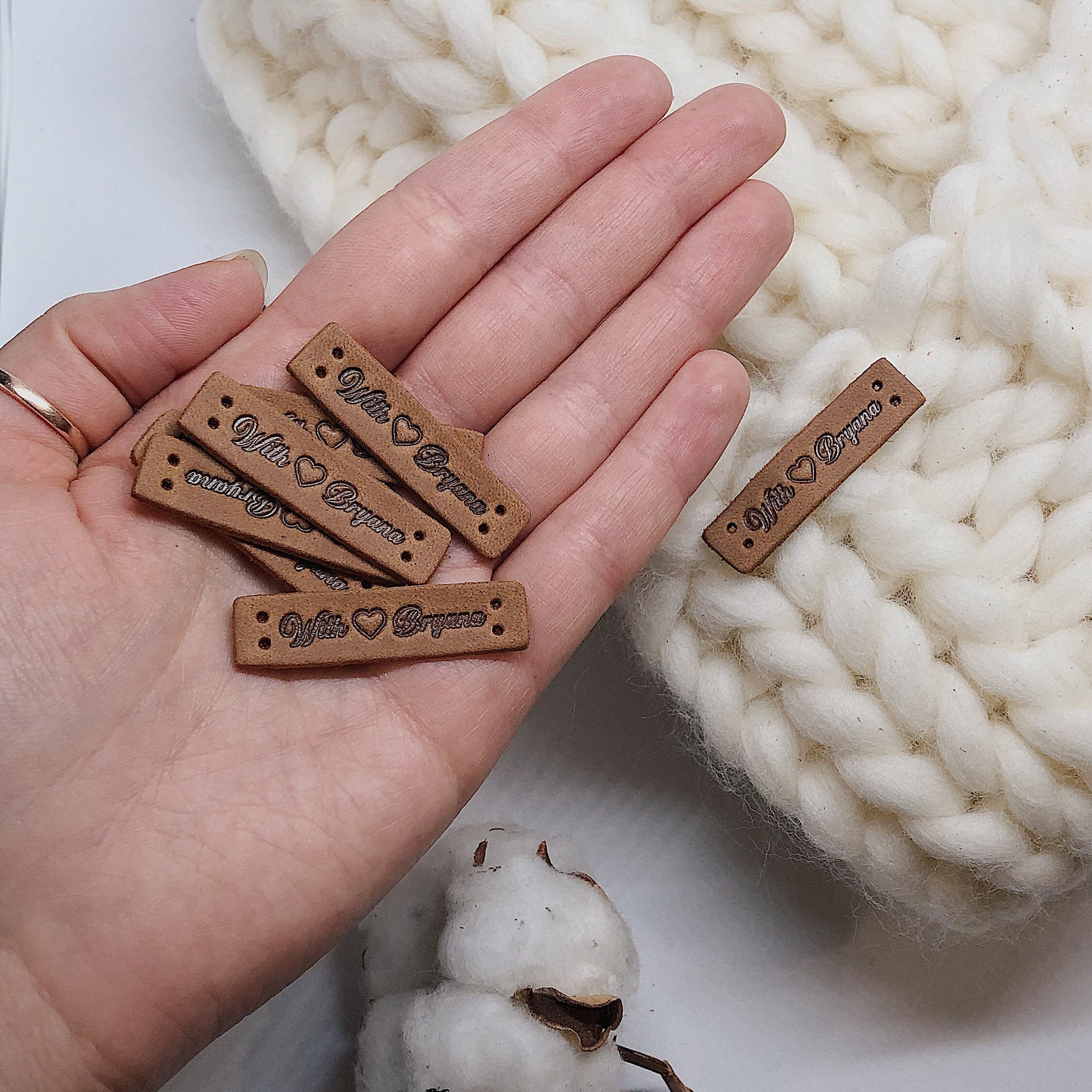 Leather Labels With Logo Personalized Leather Labels Crochet - Etsy