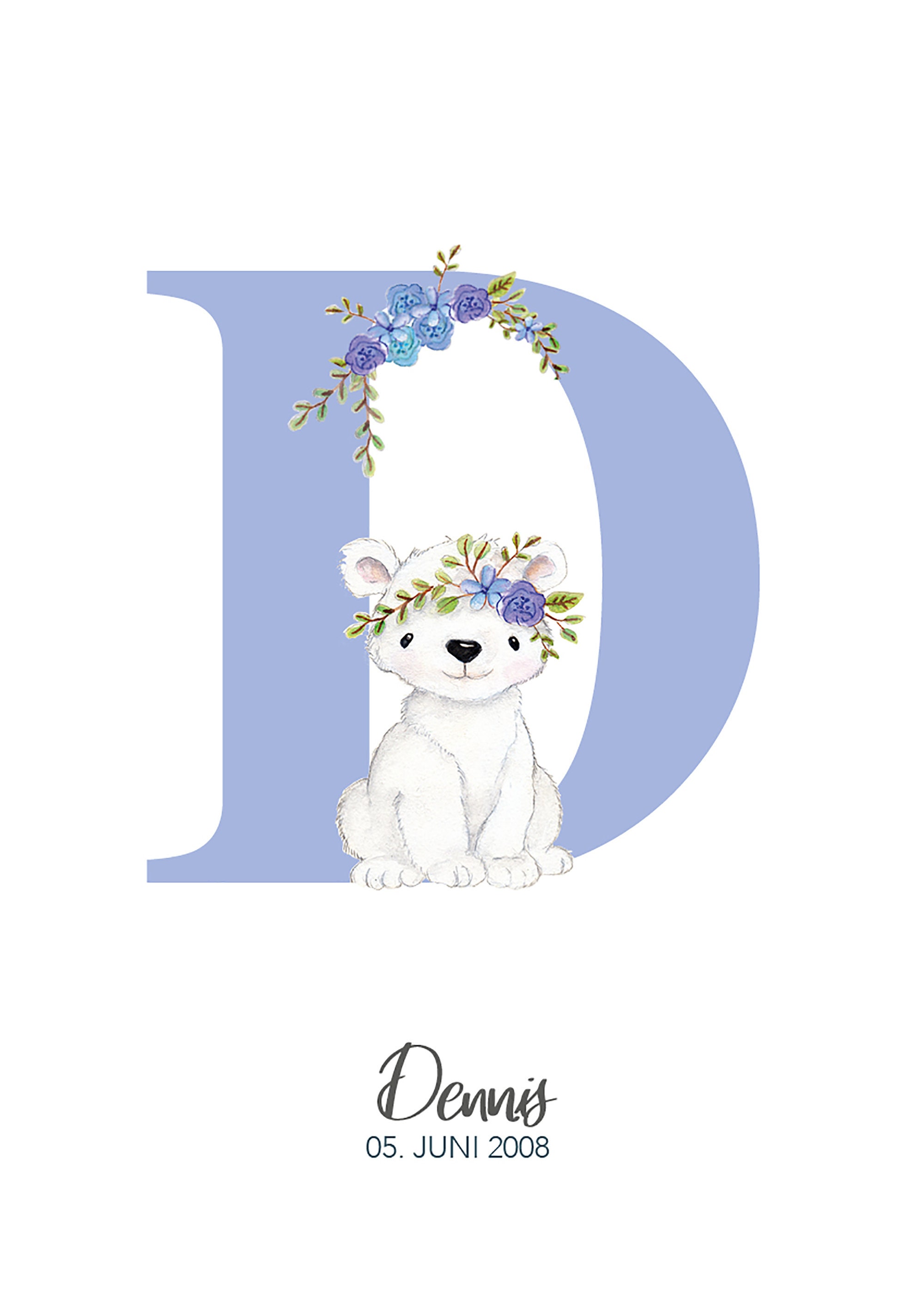 Polar Bear Letter Poster for nursery in different colors | Etsy