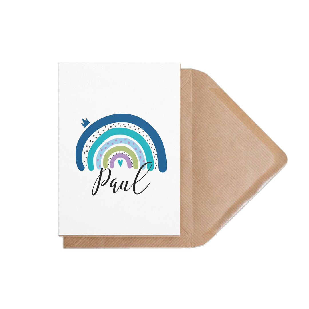 Congratulations Card, Paul Rainbow, Customizable, Blue-turquoise, 12 X ...