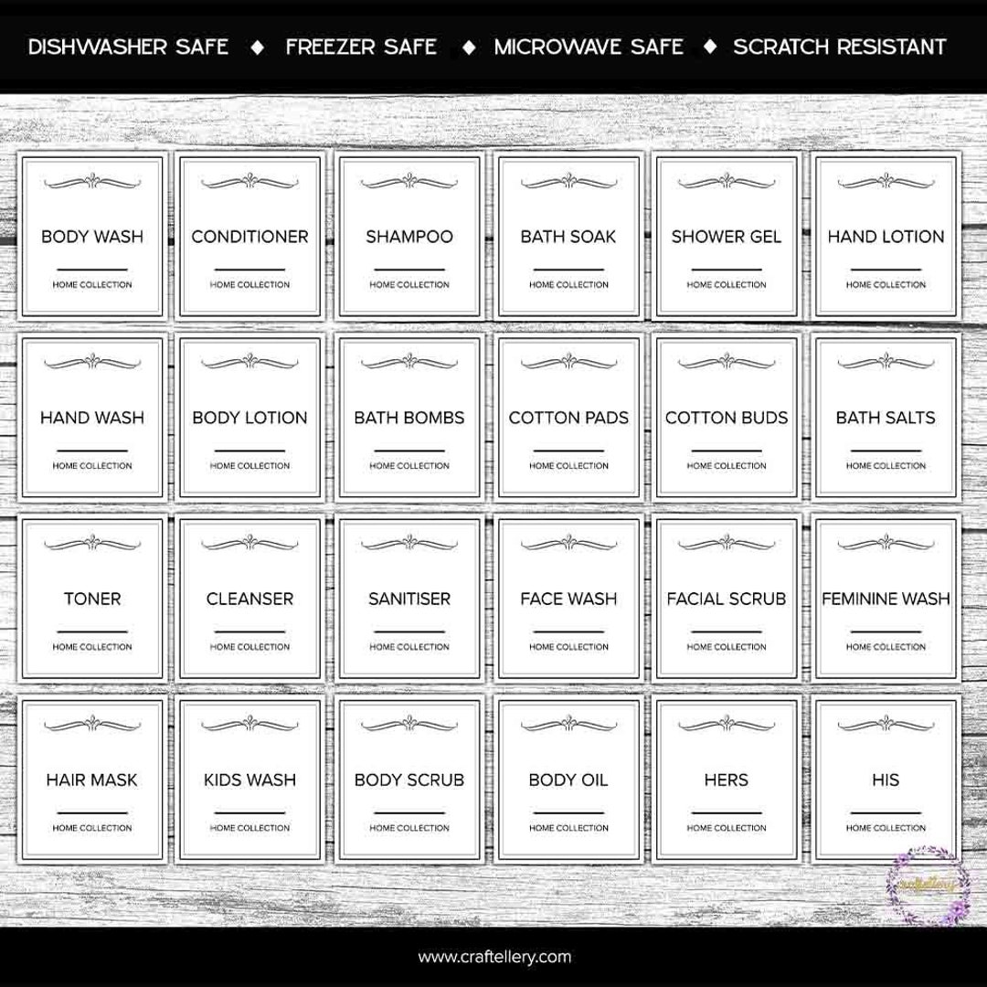 Customised Waterproof White Bathroom Labels Pump Bottle Labels, Shampoo ...