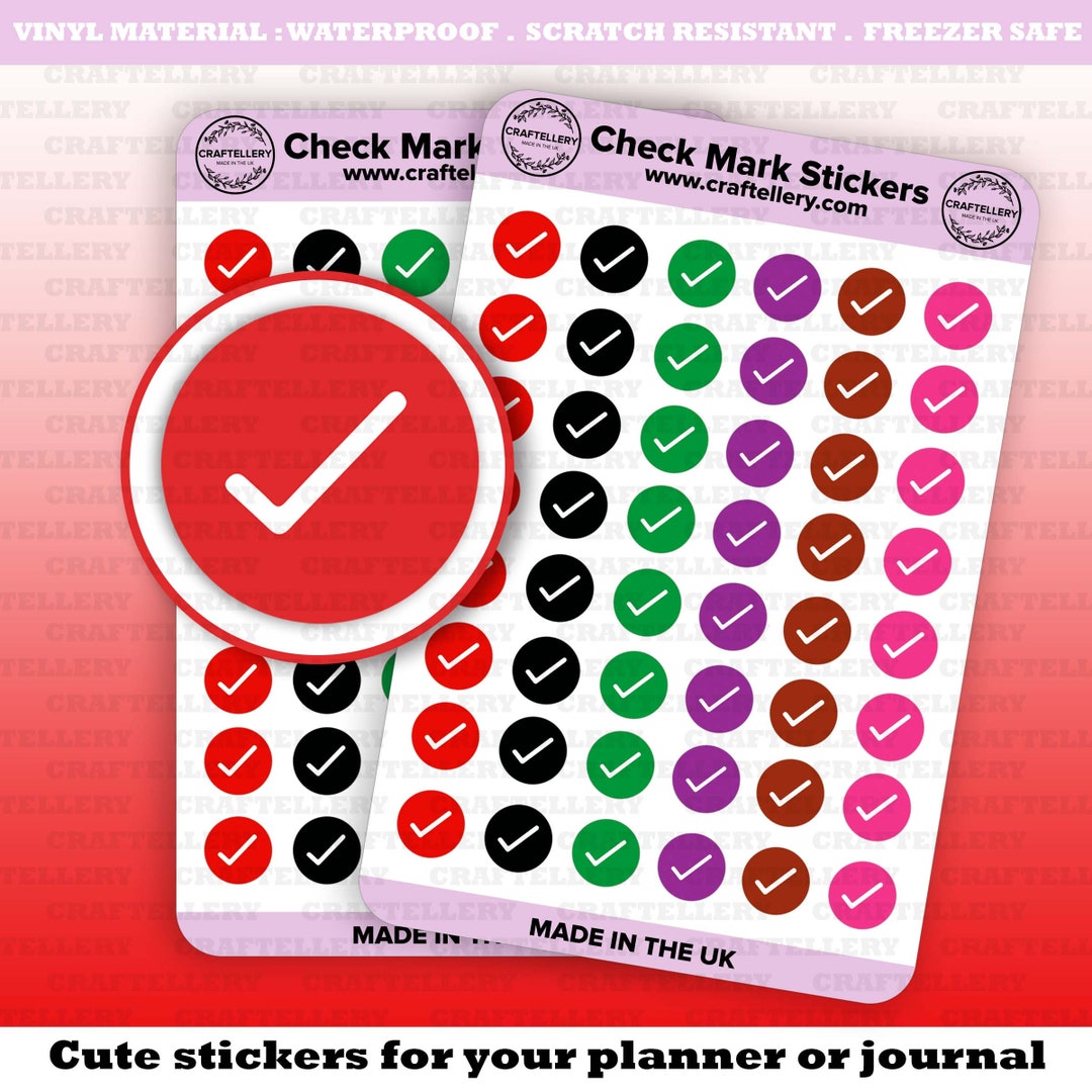 48 Check Mark Stickers, Check Mark, Check Stickers, Colorful Stickers ...