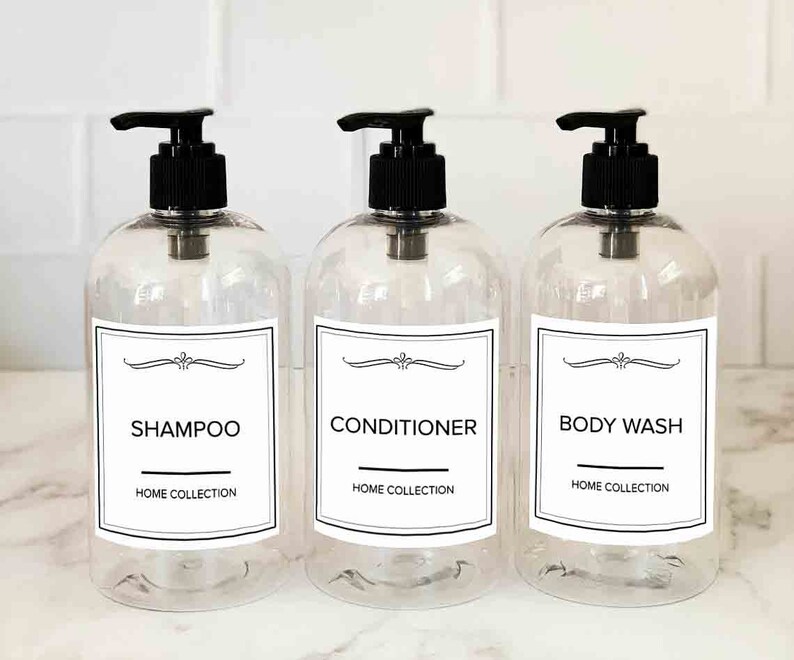 Customised Waterproof White Bathroom Labels Pump Bottle - Etsy UK