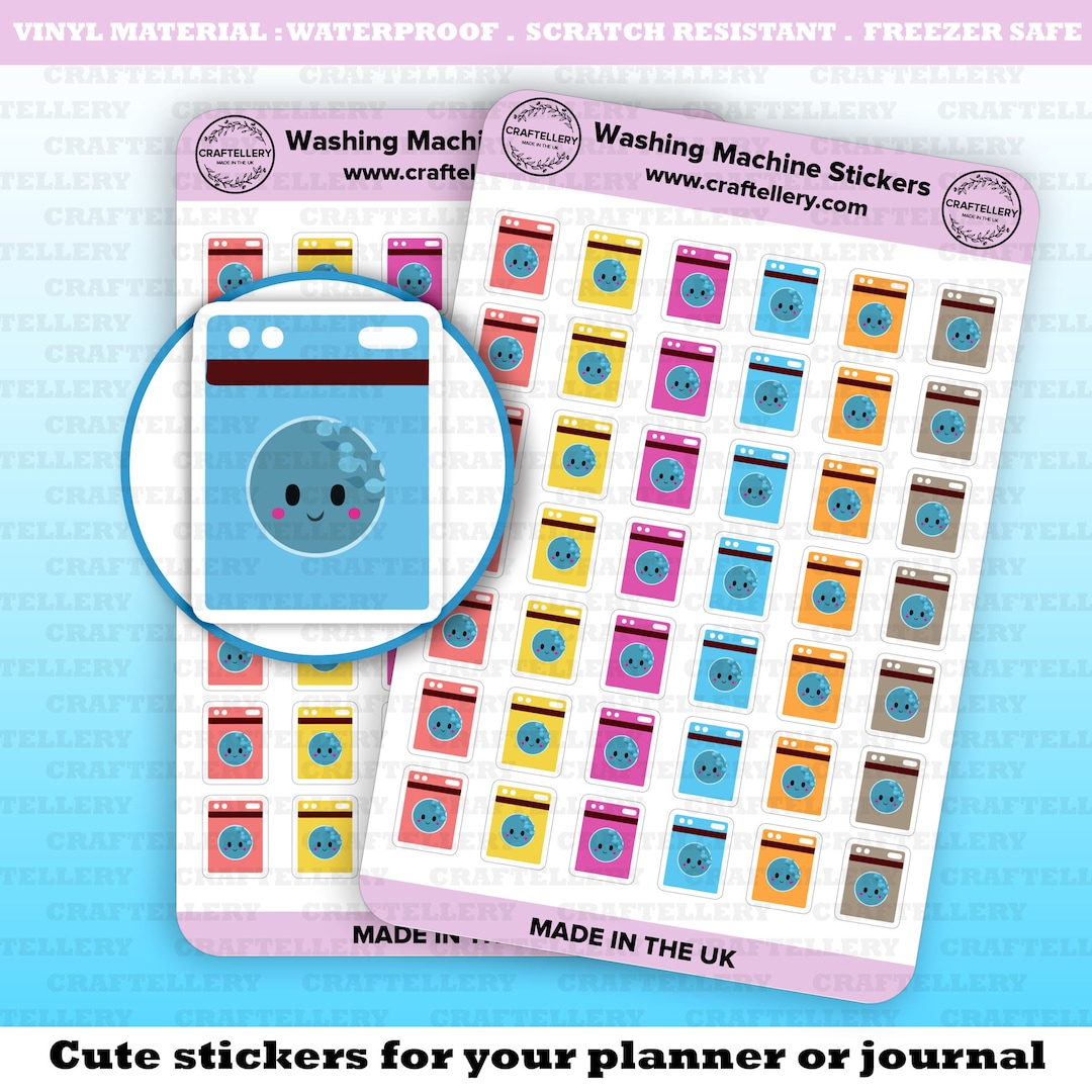 42 Washing Machine Stickers, Cute Washing Machine Sticker Sheet, Washer ...