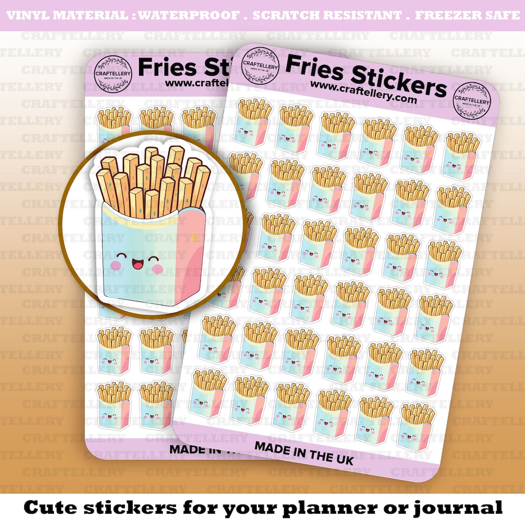 36 Cute Fries Stickers Fries Sticker Pack Cute Sticker for - Etsy