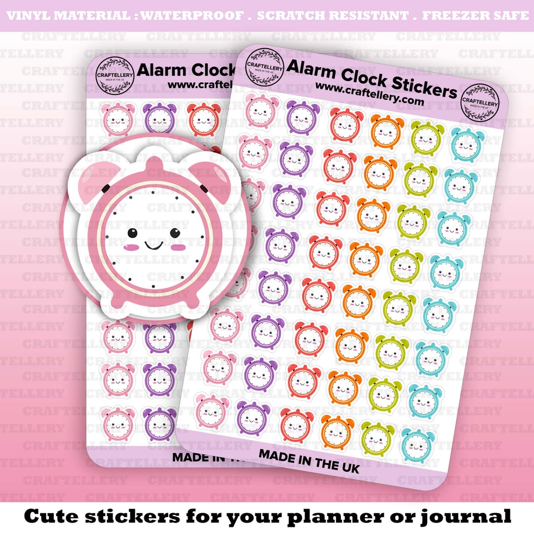 48 Alarm Clock Stickers, Cute Alarm Clock, Alarm Stickers, Journal ...