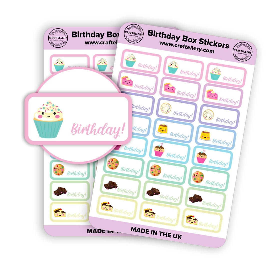 24 Cute Birthday Box Event Tracker Planner Stickers Vinyl Sticker ...