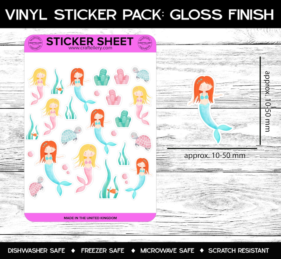 Mermaid Sticker for Kids, Cute Mermaid Sticker Pack for Kids, Laptop ...