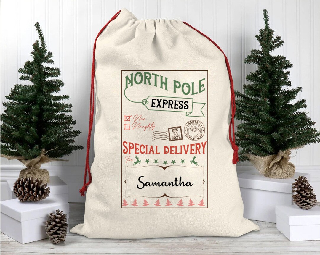 Personalized Linen Santa Sack: Custom Christmas Toy Bag - Etsy UK