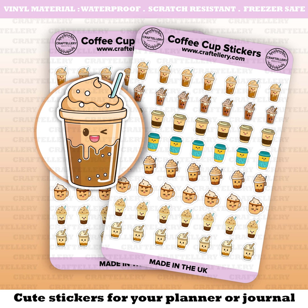 56 Cute Coffee Cup Stickers, Coffee Cup Stickers, Different Emotion ...
