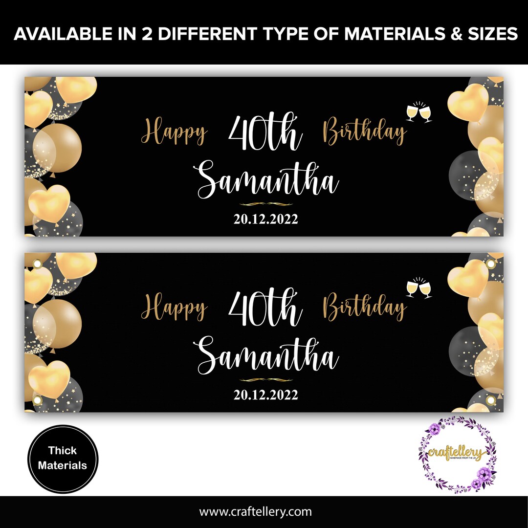 Personalised Ruby Birthday Banner, Custom 40th Birthday Celebration ...