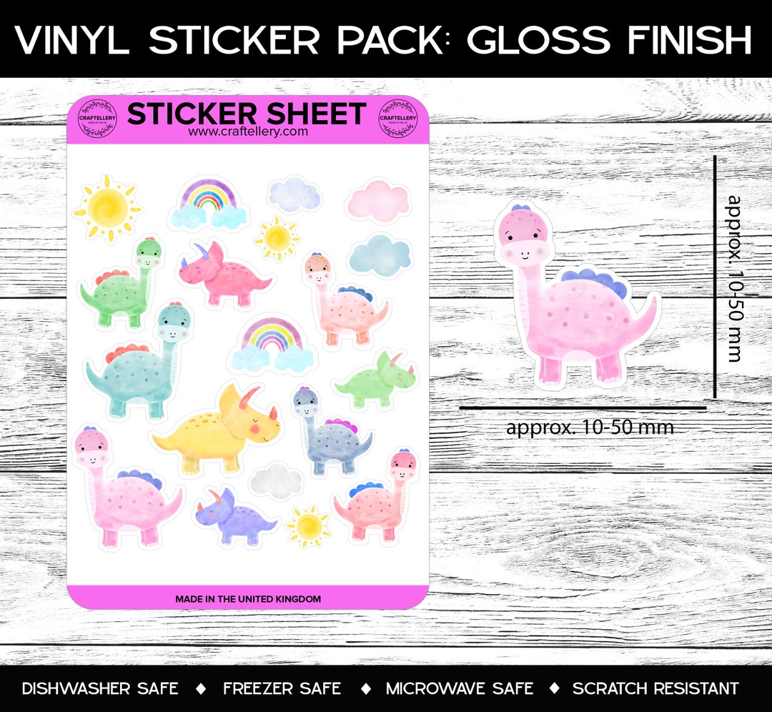 Cute Dino Sticker, Aesthetic Sticker Pack for Kids , Dinosaur Sticker ...