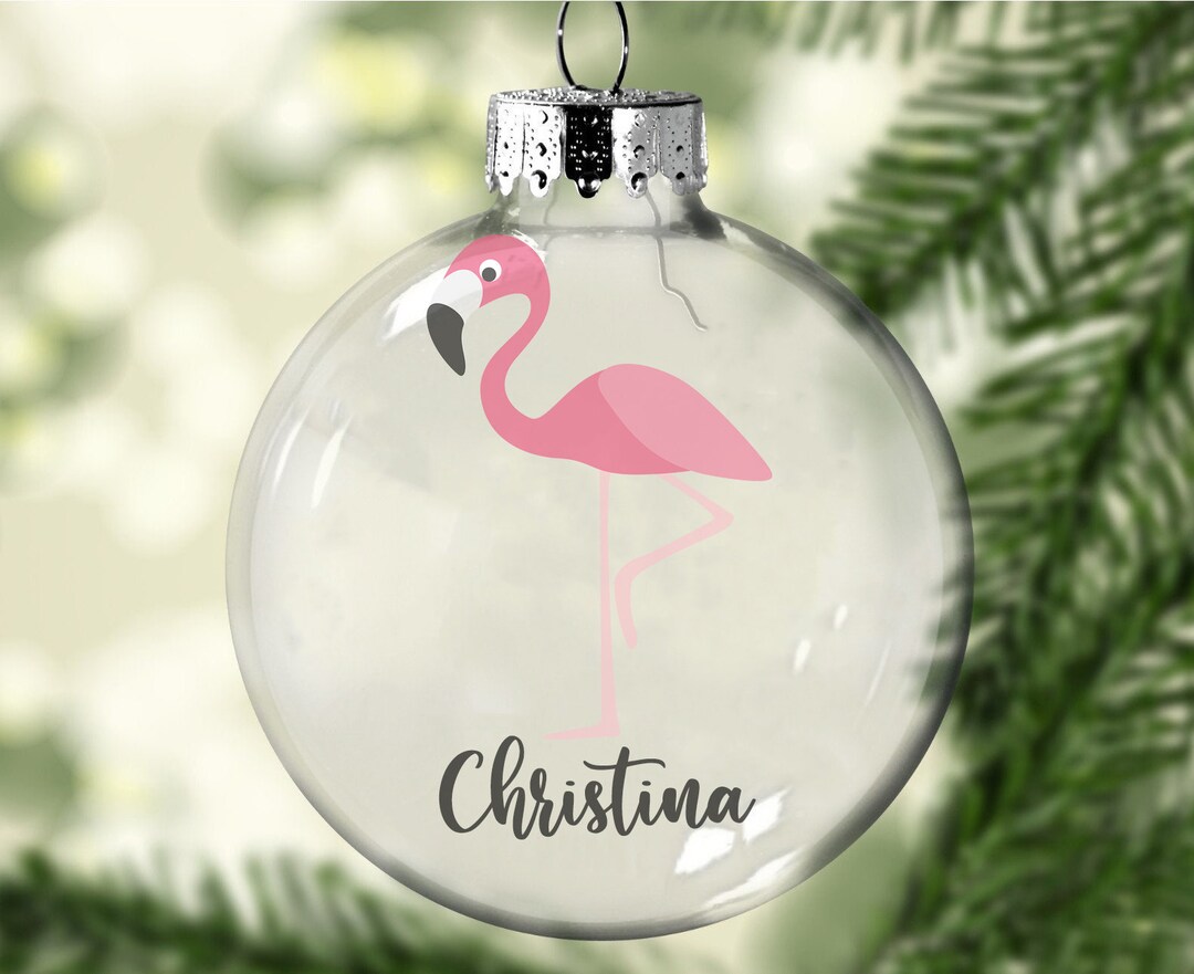 Pink Flamingo Christmas Bauble Personalised Floating Bauble - Etsy UK