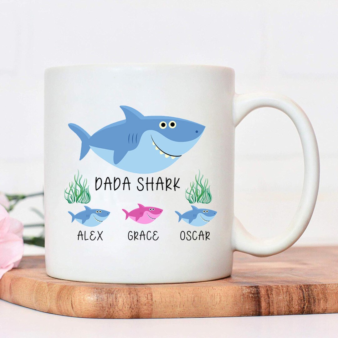 Personalized Dada Shark Mug: Custom Birthday Gift, 10oz - Etsy