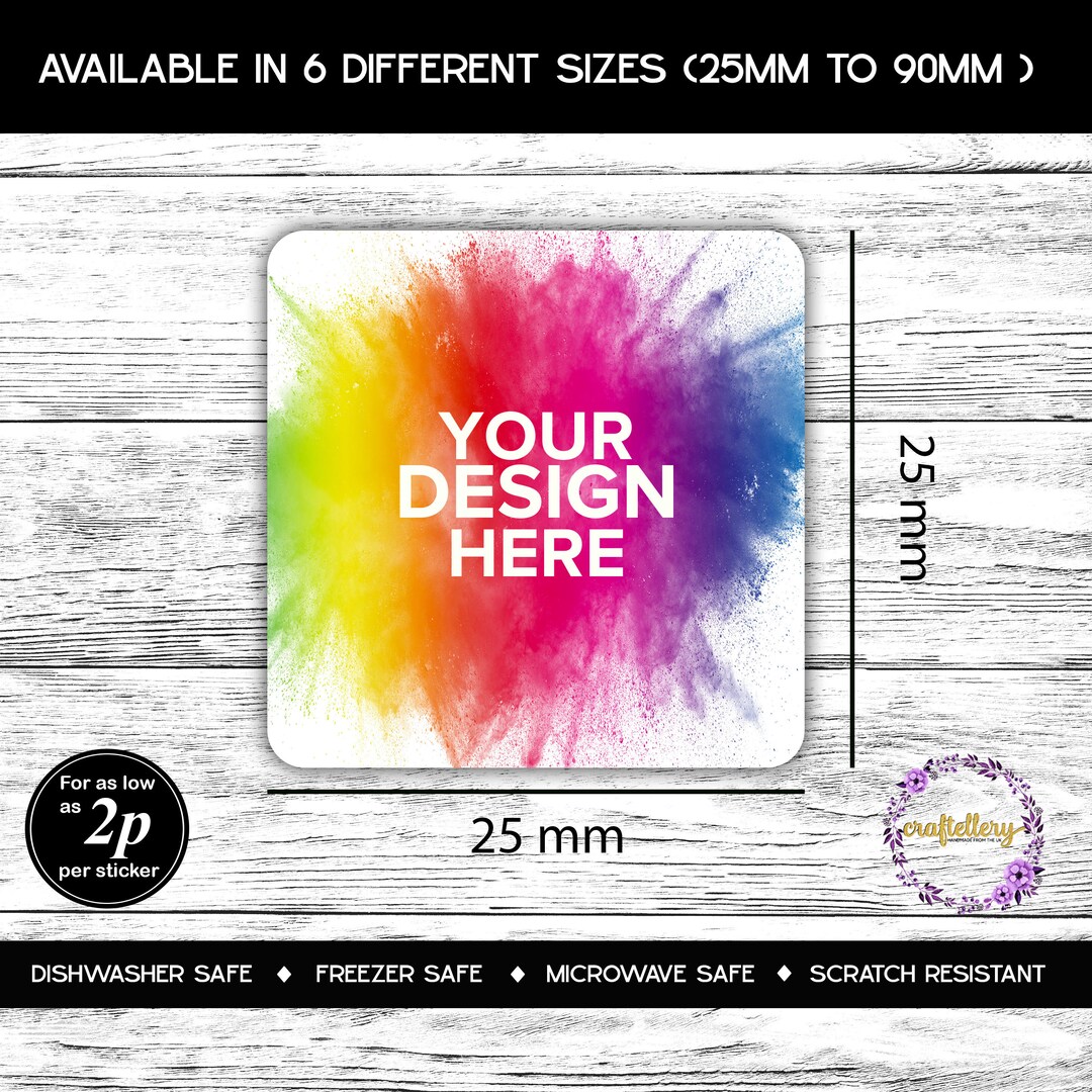 Personalized Square Stickers: Custom Logo, Waterproof Glossy Decal - Etsy