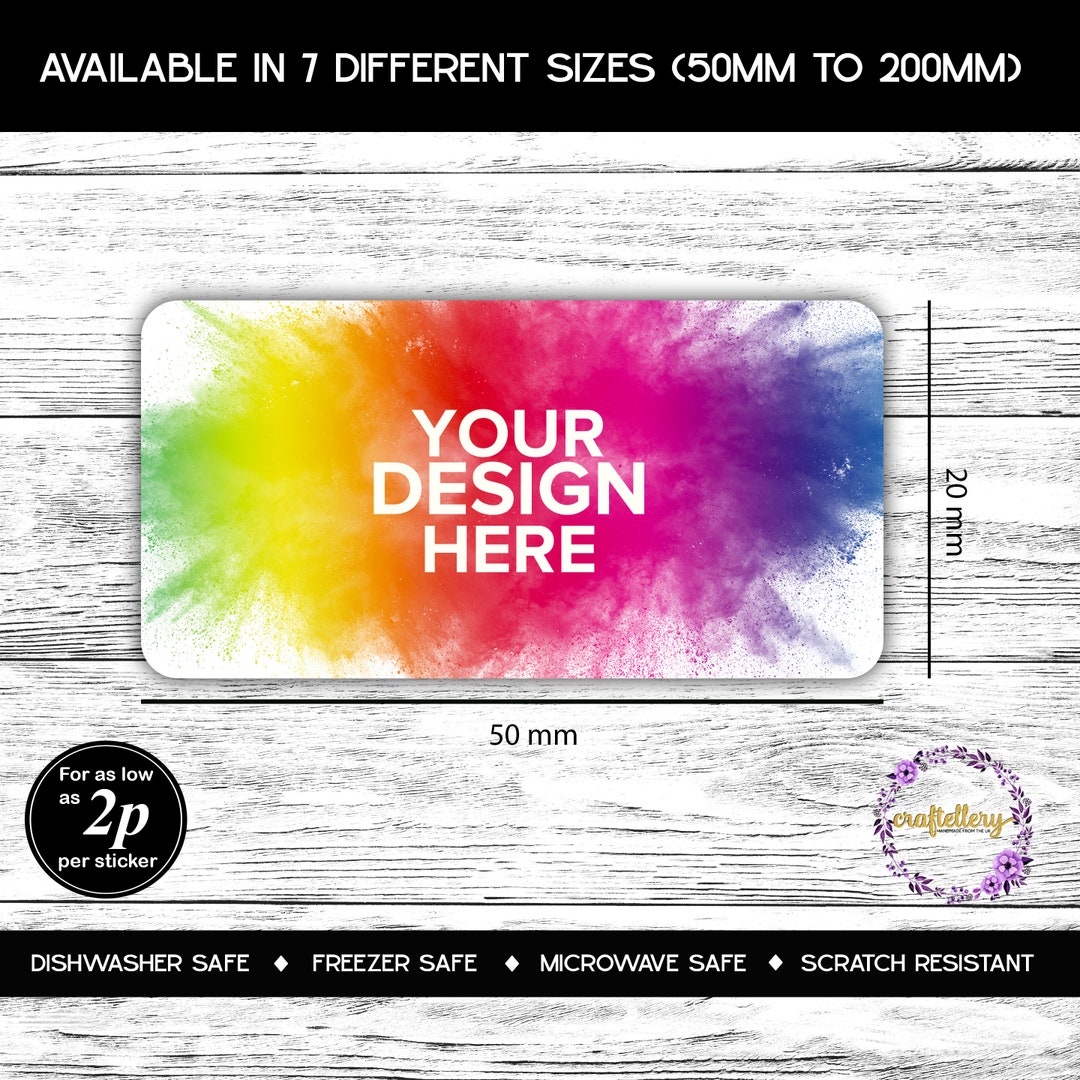 Personalized Rectangle Logo Stickers: Custom Design, Waterproof Glossy ...