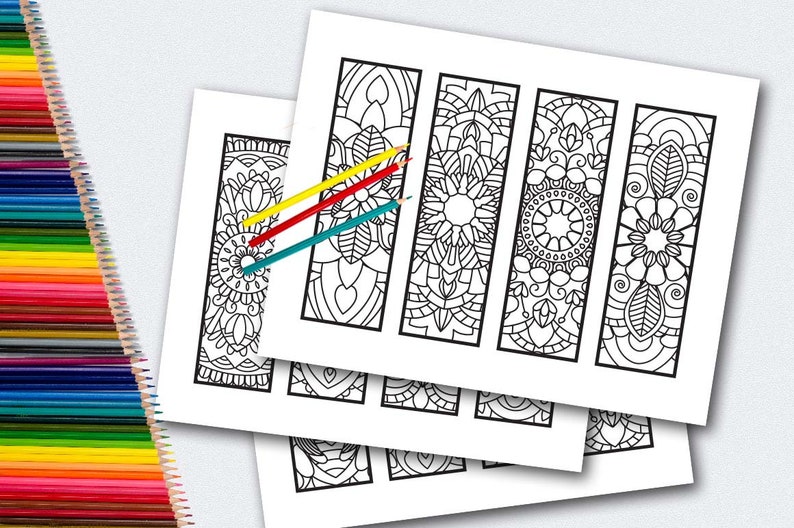 Printable Coloring Bookmarks Set, Printable PDF, Adult Coloring Pages ...