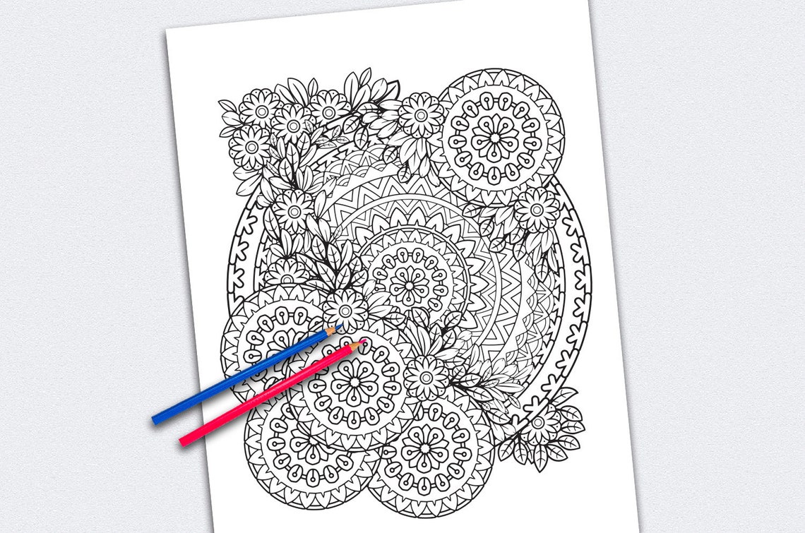 Floral Mandalas Coloring Pages for Adults 5 Printable Coloring - Etsy